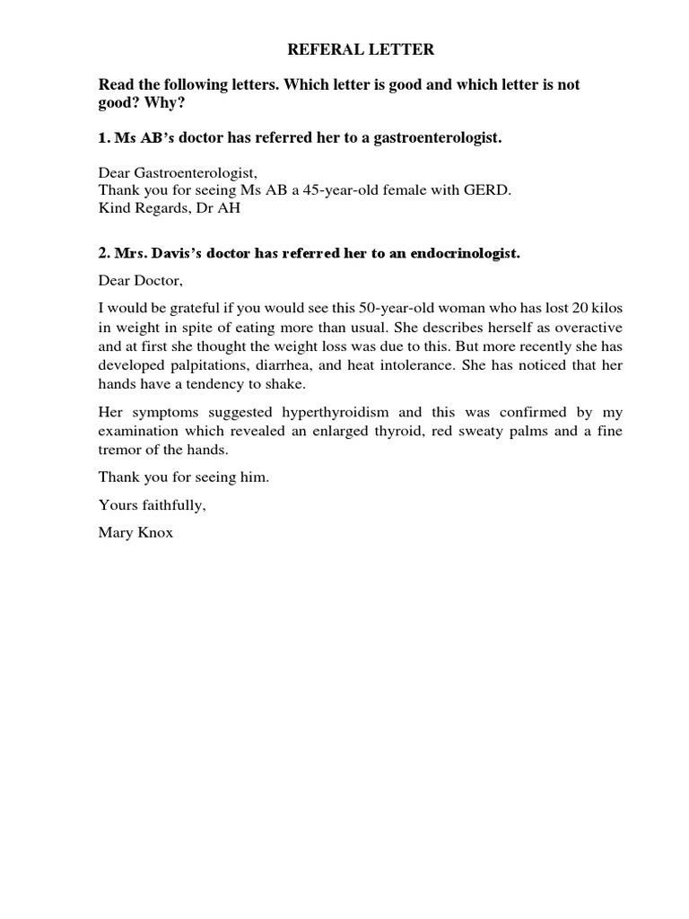 Referral Letter - Gui | PDF | Gastroesophageal Reflux Disease | Health ...