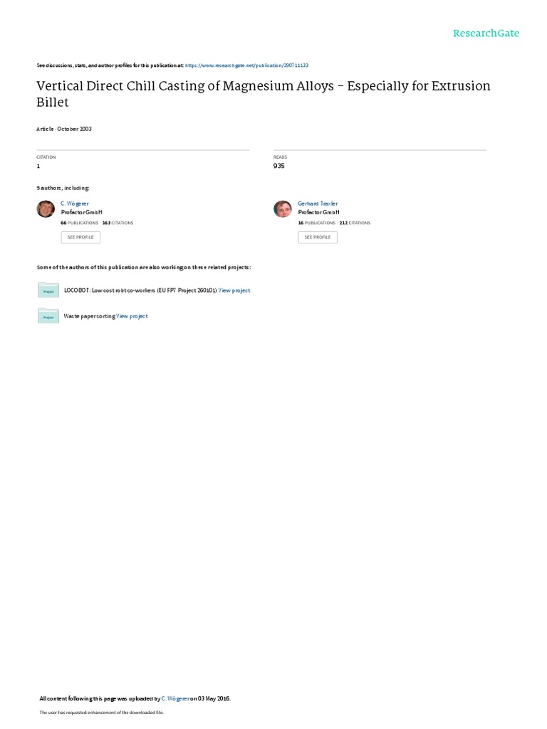 Vertical Direct Chill Casting of Magnesium Alloys - Especially For ...