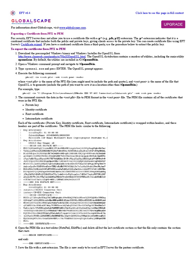 Exporting A Certificate From PFX To PEM WLC SSL | PDF | Public Key ...