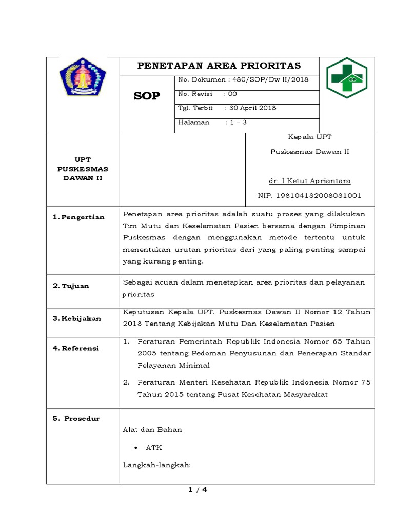 Sop Area Prioritas | PDF