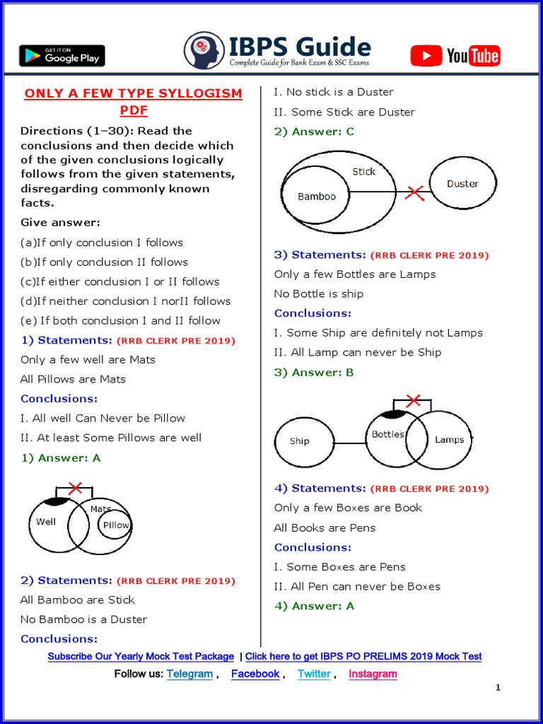 Only A Few Type Syllogism PDF | PDF | Drink | Food And Drink