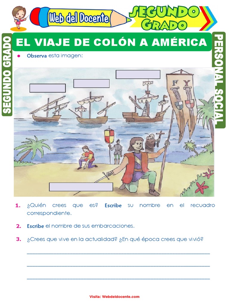El Viaje de Colón A América para Segundo Grado de Primaria | PDF ...