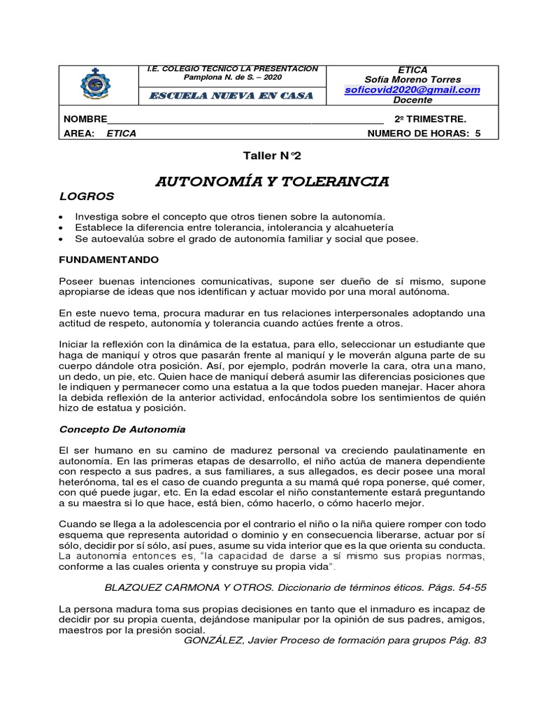 Taller - Tolerancia #2 | PDF | Tolerancia | Etica Aplicada