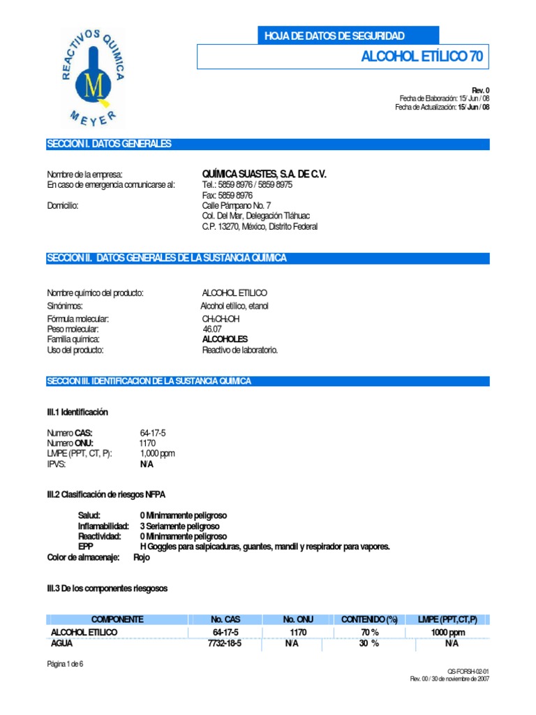 Alcohol 70 | PDF | Residuos | Agua