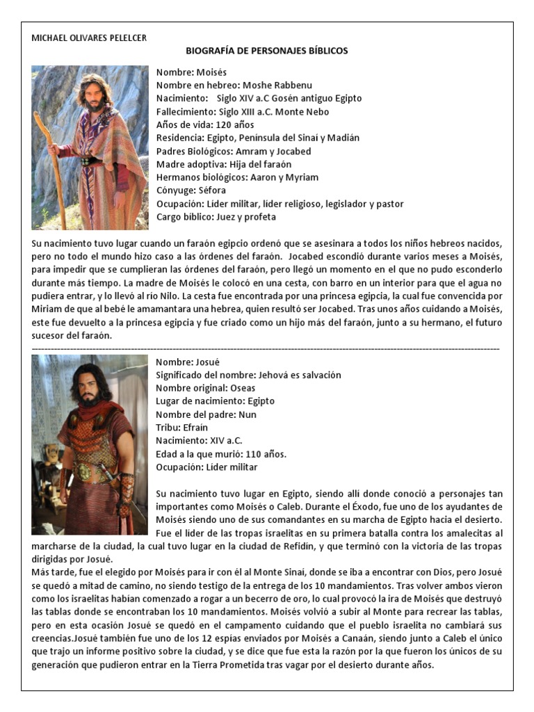 Biografia de Personajes Biblicos | PDF | Moisés | David