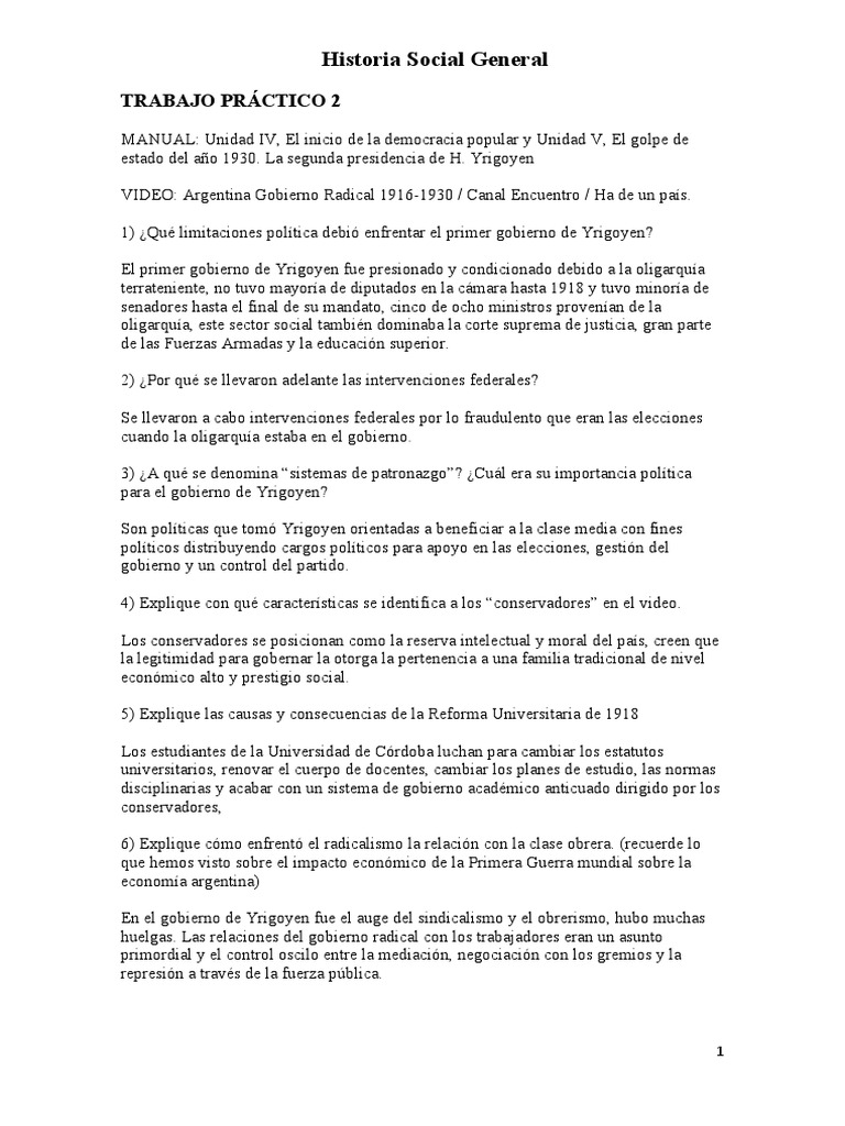 Historia Social General - TP2 Clase3 | PDF