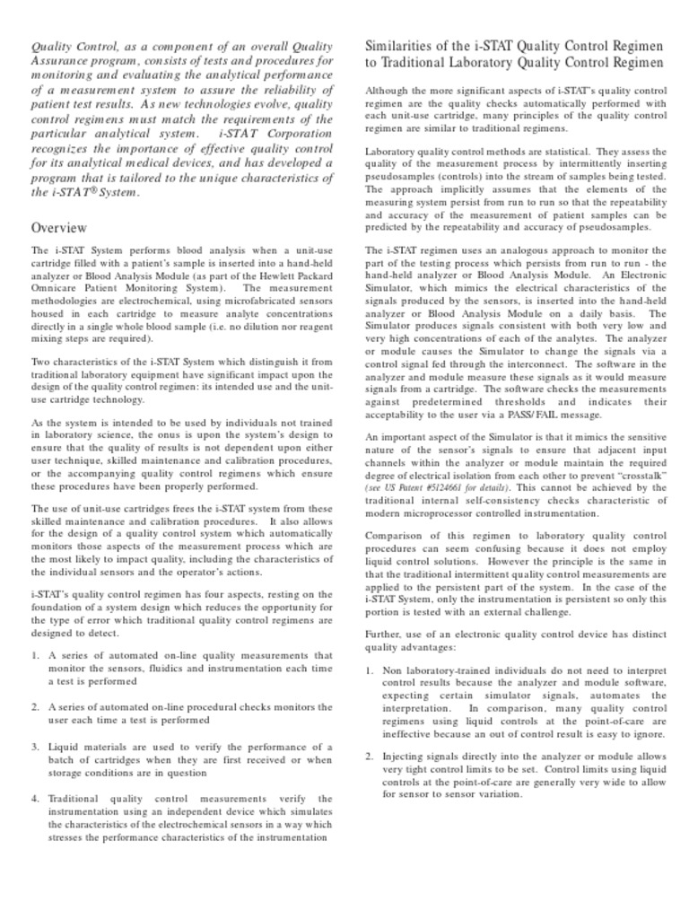i-STAT QC | PDF | Sensor | Instrumentation