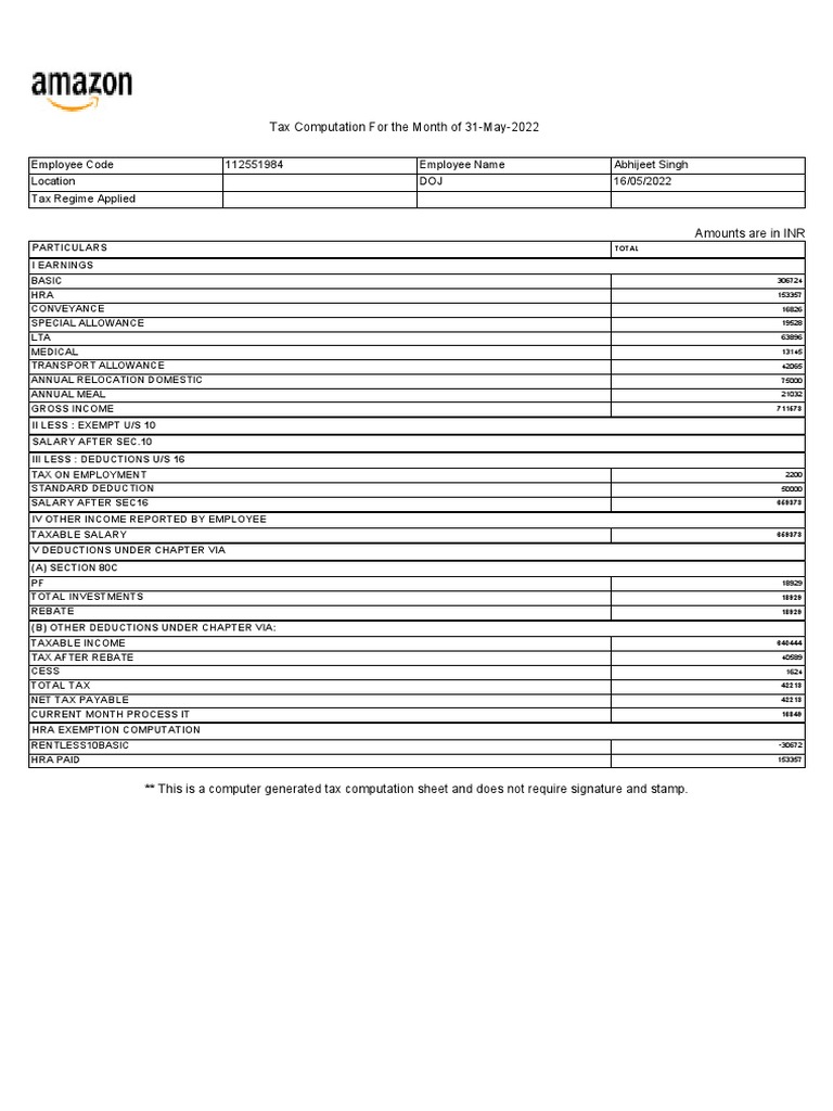Tax Computation | PDF | Taxes | Tax Refund