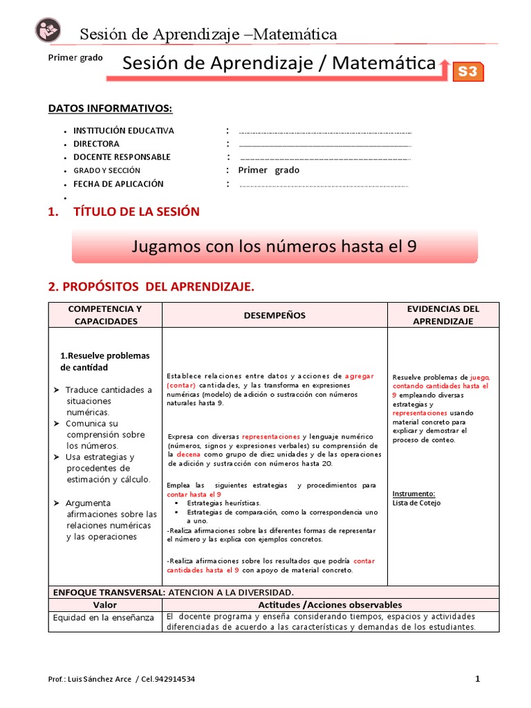 Mat - Jugamos Con Los Numeros Hasta El 9 | PDF | Aprendizaje | Sustracción