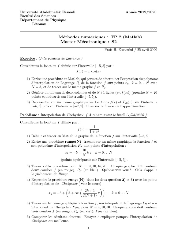 TP 2 | PDF | Interpolation | Algorithmes
