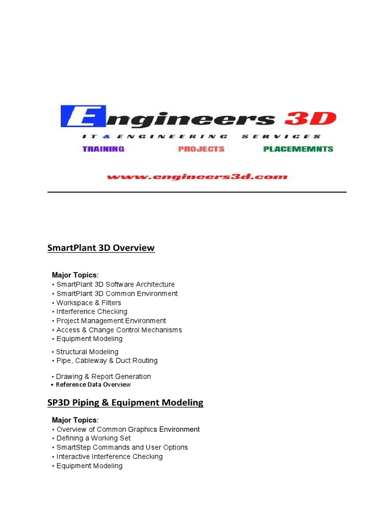 Smartplant 3D Overview: Major Topics | PDF | Technology & Engineering