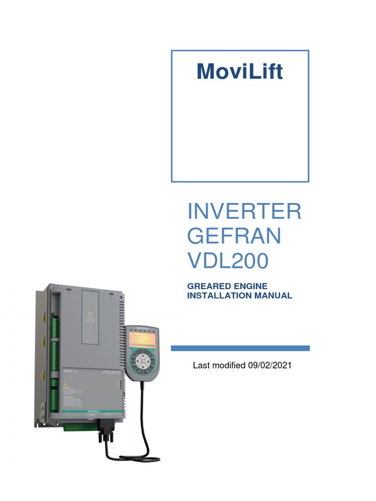 Startup VDL200 Geared Eng | PDF | Power Inverter | Equipment