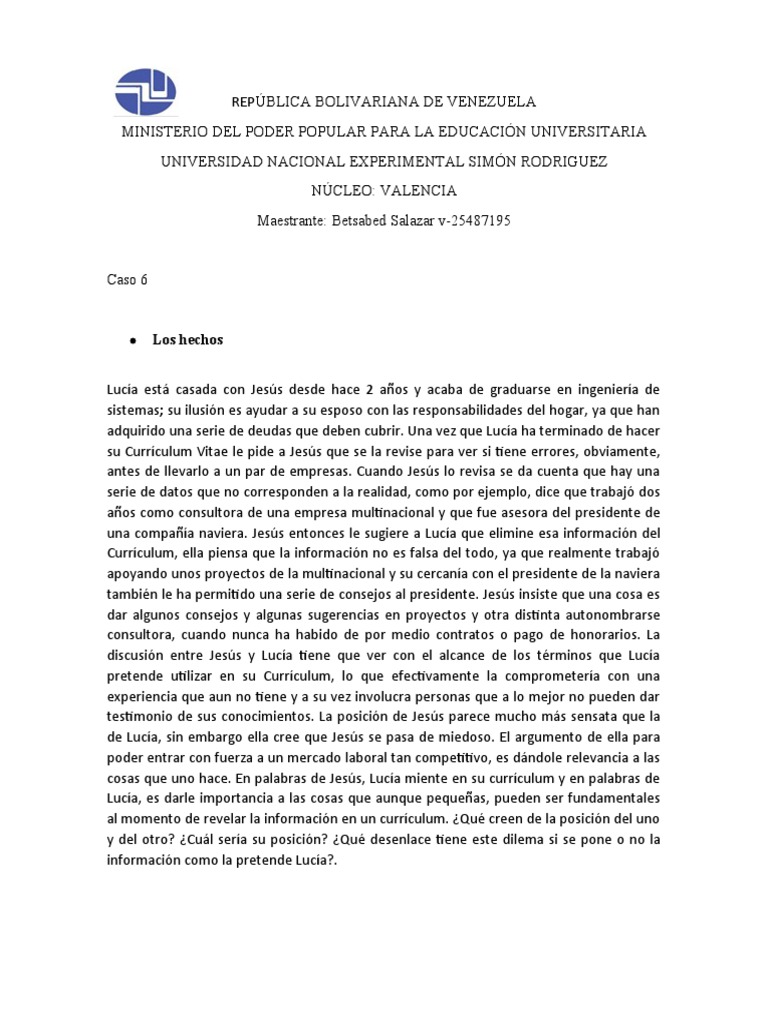 Etica Casos | PDF | Plan de estudios | Mentira