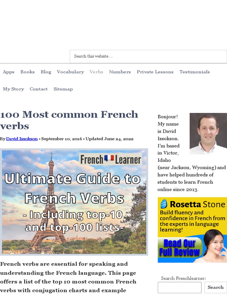 100 Most Common French Verbs - FrenchLearner | PDF | Semantic Units ...