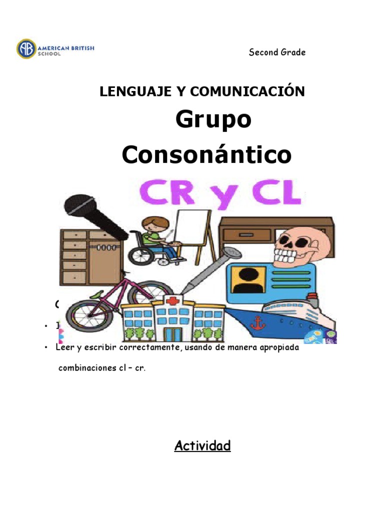 Actividades con Grupos Consonánticos cl y cr | PDF