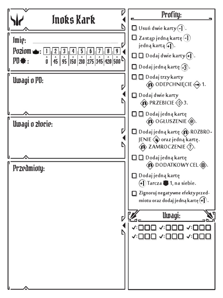 Gloomhaven Karty Postaci Do Druku | PDF