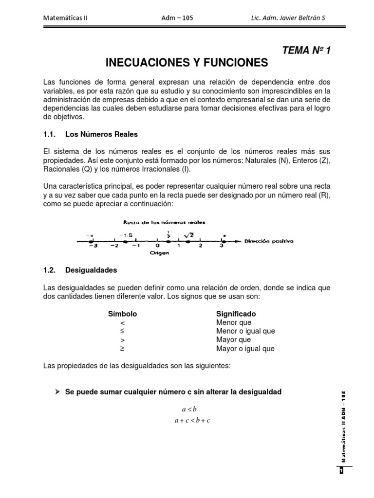 Inecuaciones y Funciones | PDF | Intervalo (Matemáticas) | Desigualdad (Matemáticas)