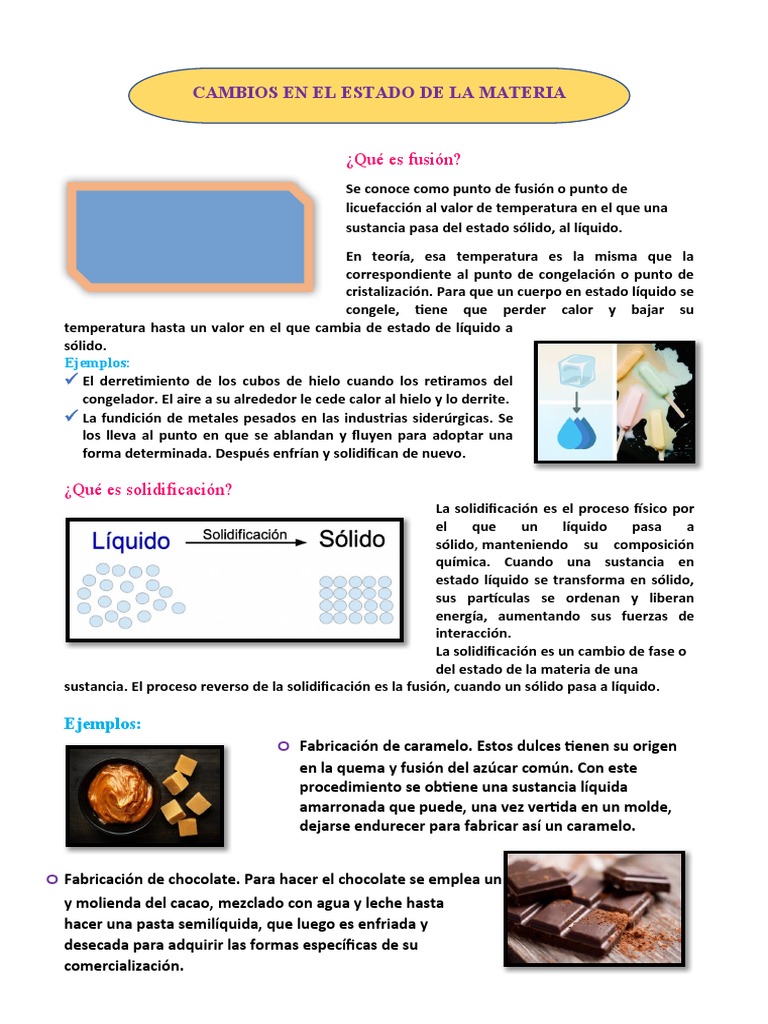 CAMBIOS EN EL ESTADO DE LA MATERIA. Química | PDF | Congelación | Líquidos