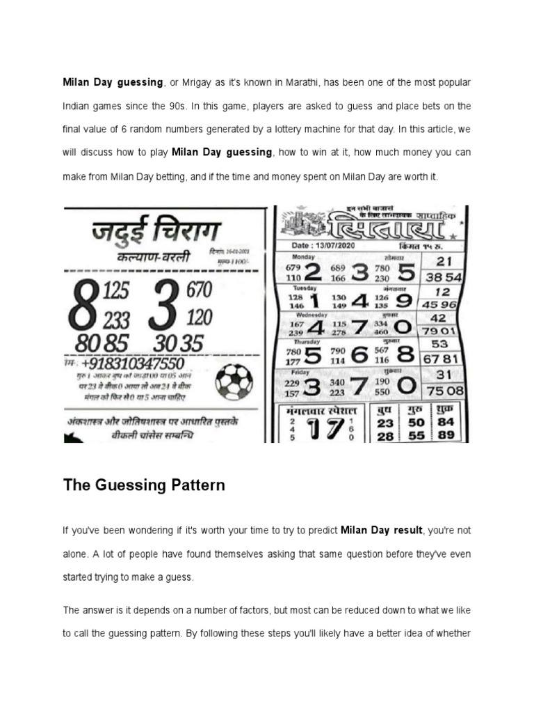 Guessing The Milan Day Result: Is It Worth Your Time? | PDF | Slot ...