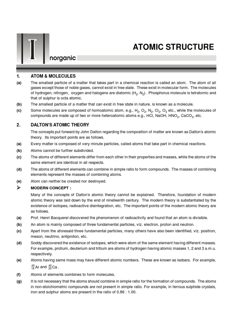 Chemistry Atomic Structure Theory Examples Exercises | PDF ...