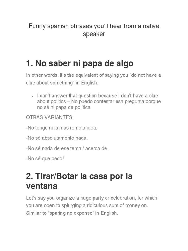 Funny Spanish Phrases | PDF