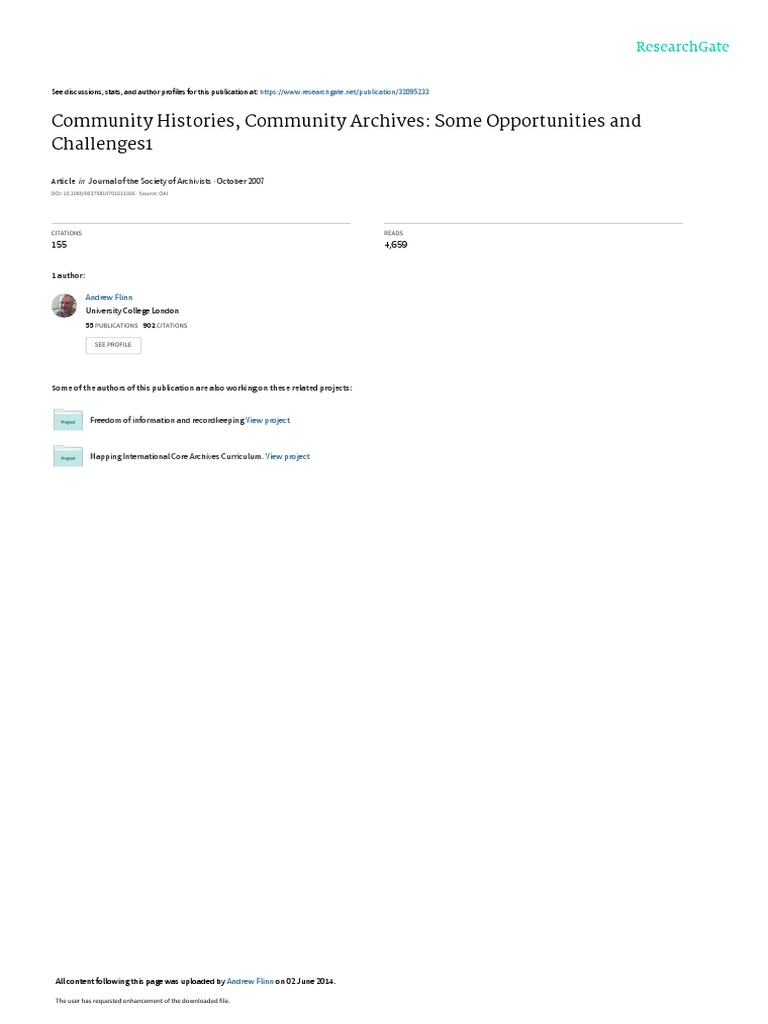 Community Histories, Community Archives: Some Opportunities and ...