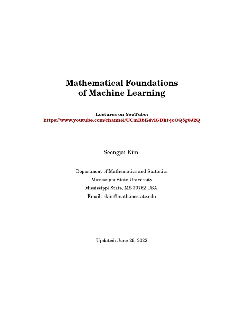 Mathematical Foundations of Machine Learning | PDF | Machine Learning ...