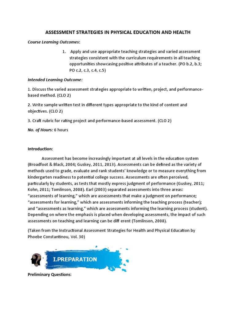 LM6 - Assessment Strategies in Physical Education and Health | PDF ...