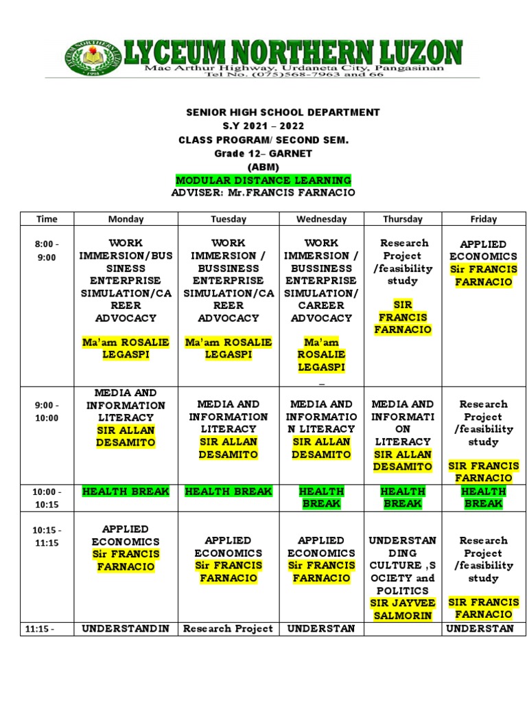 Grade 12 Second Semester Subjects | PDF | Science