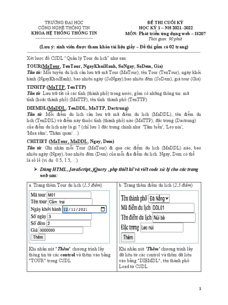 Đề Thi - IS207 - Ky1 - 2021 - 2022 | PDF