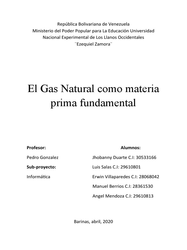 El Gas Natural Como Materia Prima Fundamental | PDF | Gas natural ...