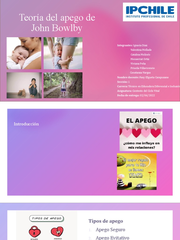 Tipos de apego según John Bowlby | PDF | Teoría de apego | Las emociones