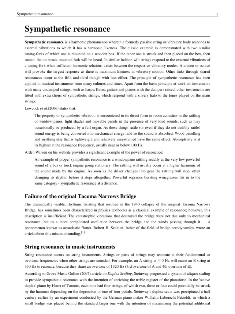 Sympathetic Resonance - Wikipedia | PDF | Resonance | Musical Instruments