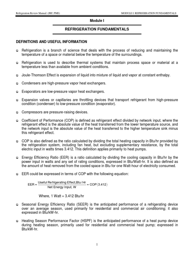 Module 1 (Refrigeration Lecture Manual) | PDF | Chlorofluorocarbon ...