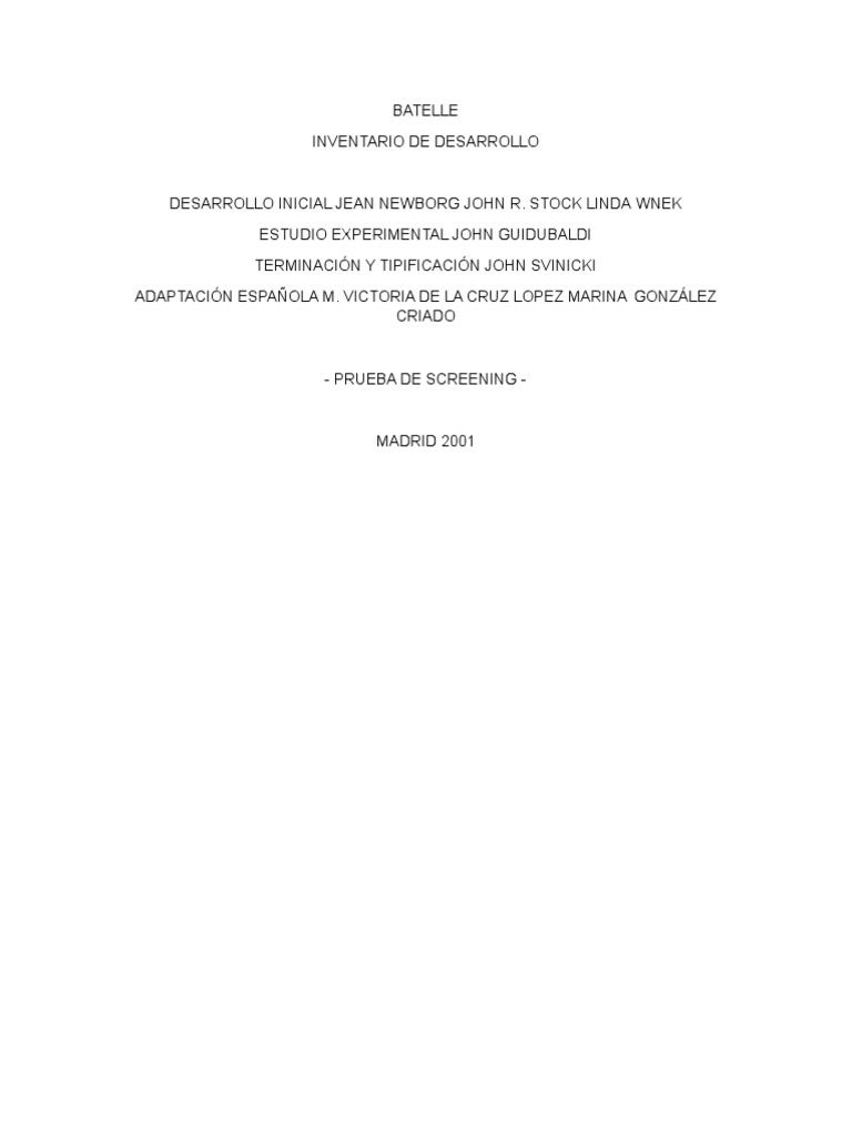 BATTELLE - Prueba de Screening | PDF | Adultos | Comportamiento