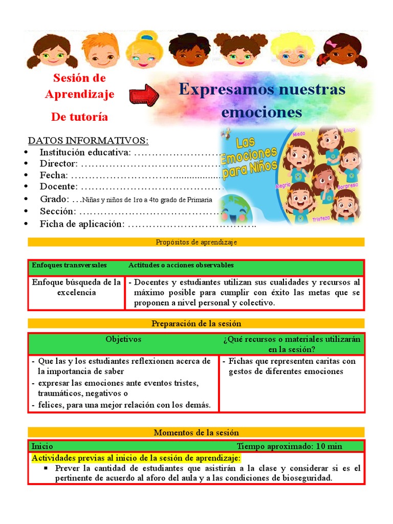 Primaria Sesiones para El Trabajo Socioemocional | PDF | Aprendizaje ...