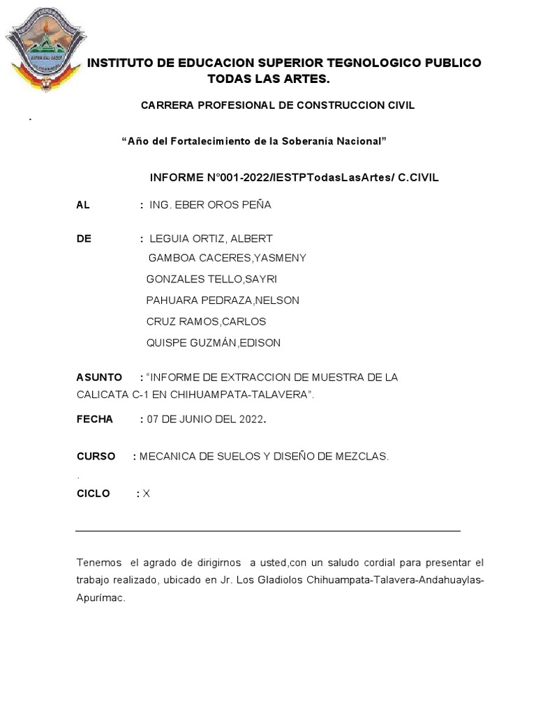 Informe de Perfil Estratigrafico-Calicata-2022 | PDF | Suelo | Estrato