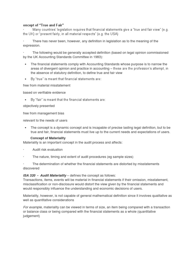 Understanding True and Fair View in Auditing | PDF | Financial Audit ...
