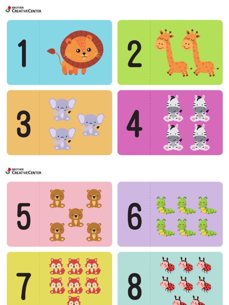 Animal Number Flash Cards 1 en | PDF