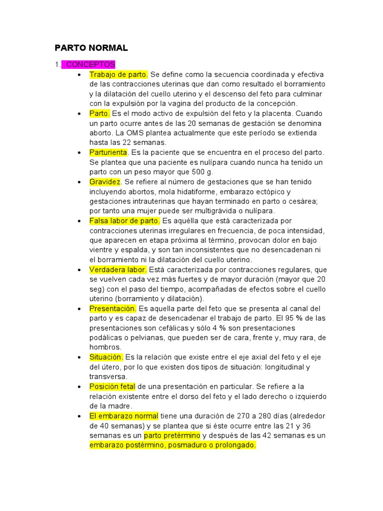 Mecanismos y etapas del parto normal | PDF | Parto | El embarazo