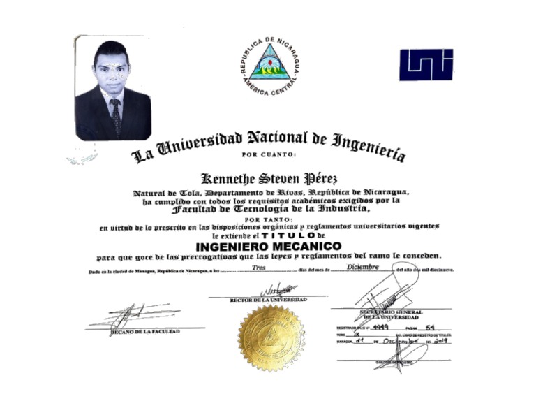 Titulo de Ingeniero Mecanico | PDF