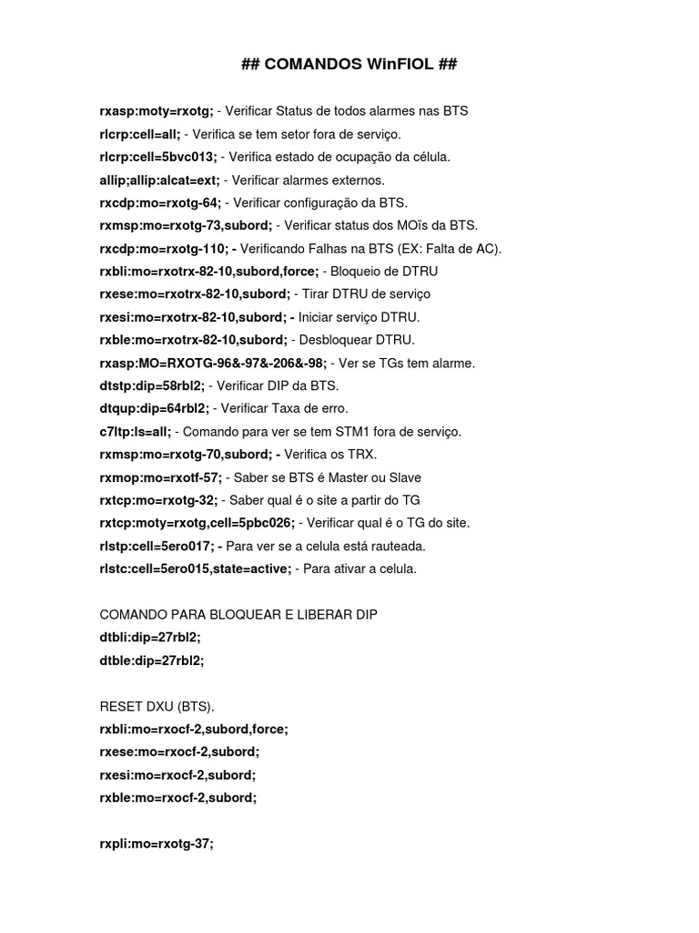 COMANDO WinFIOL | PDF | Biologia Celular