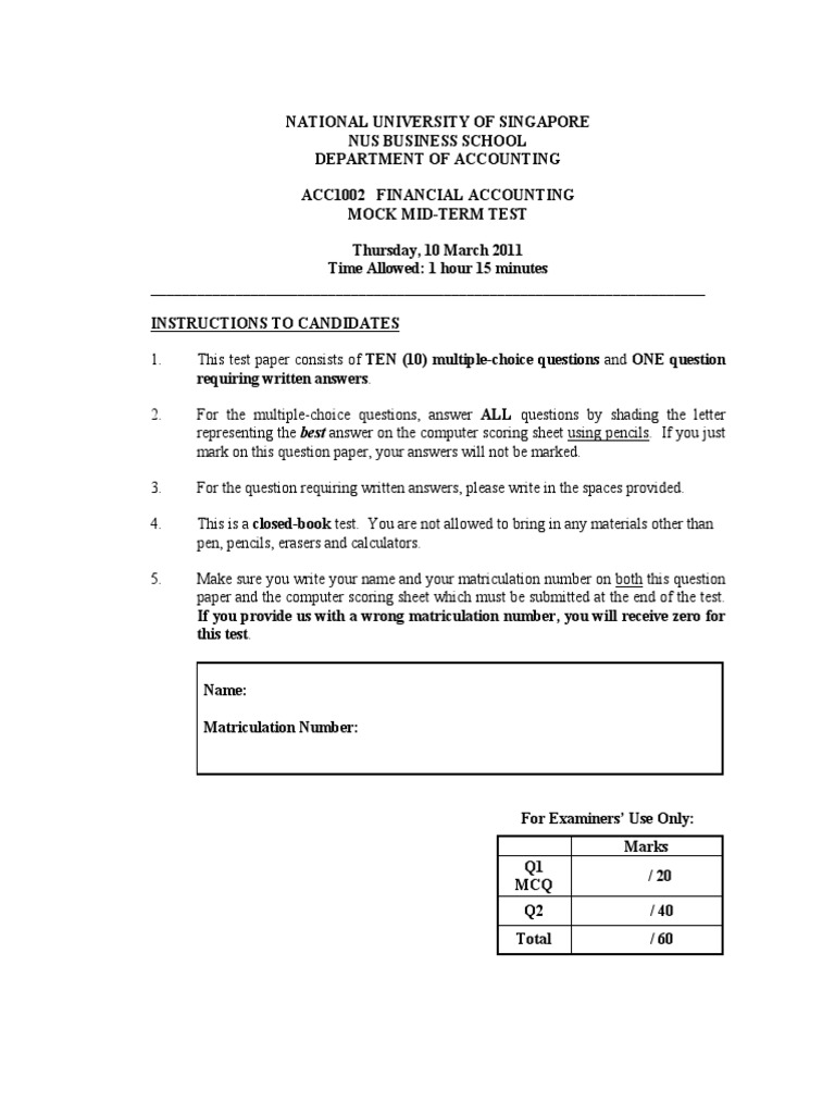 2011 MAR Mock Mid-Term Test (1) For ACC1701 | PDF | Debits And Credits ... 2011 MAR Mock Mid-Term Test (1) For ACC1701 | PDF | Debits And Credits ...