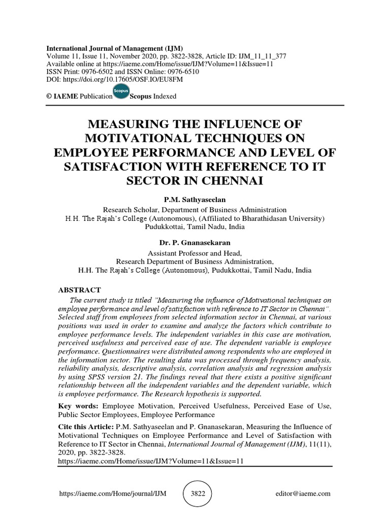Measuring The Influence of Motivational Techniques On Employee ...