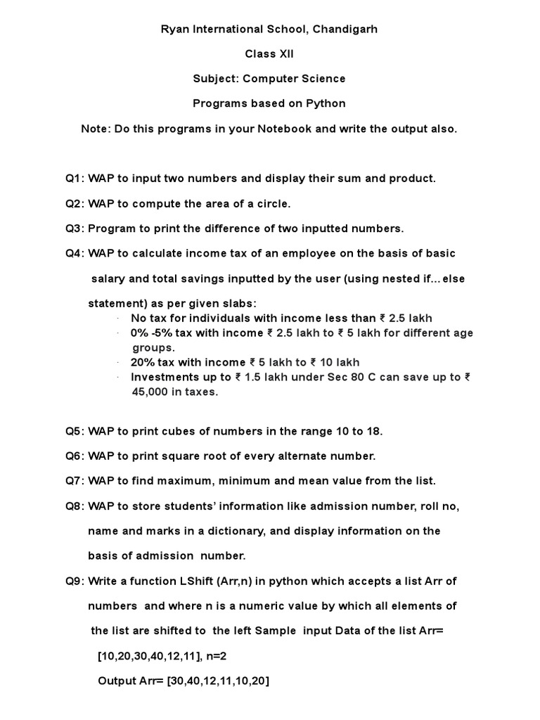 Python Programs Pdf Subroutine Text File 0867