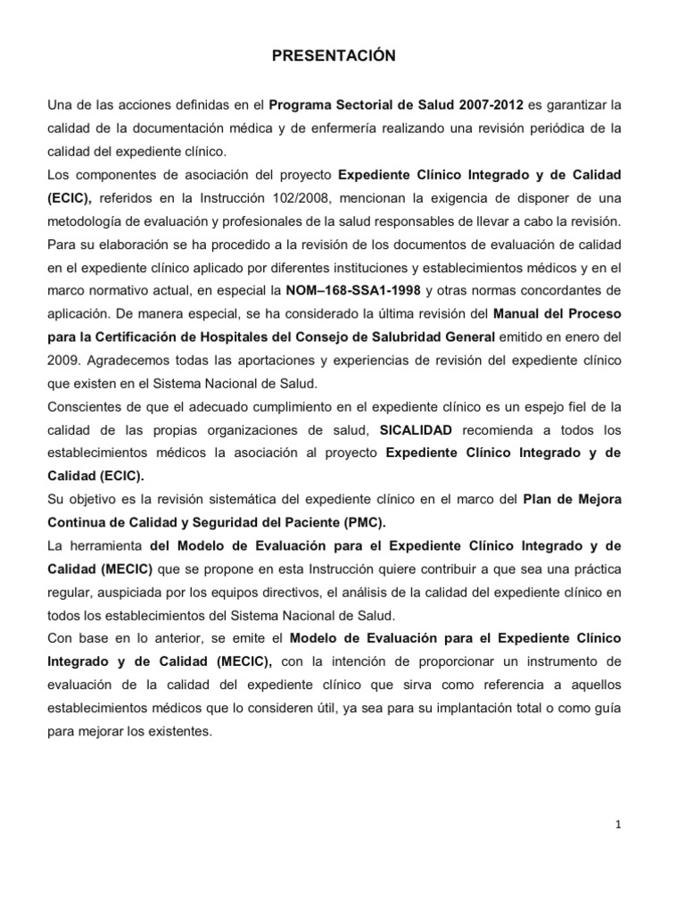 MECIC | PDF | Calidad (comercial) | Seguridad del paciente