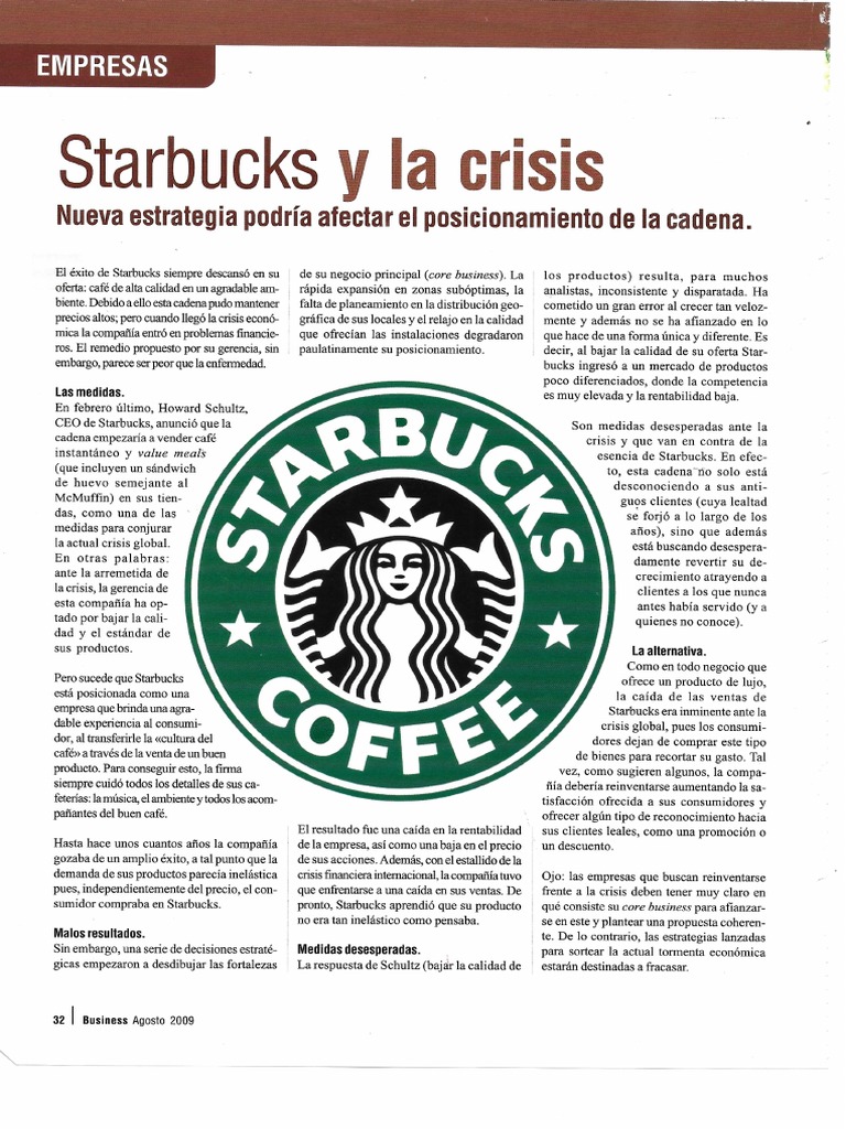 Starbucks y La Crisis | PDF