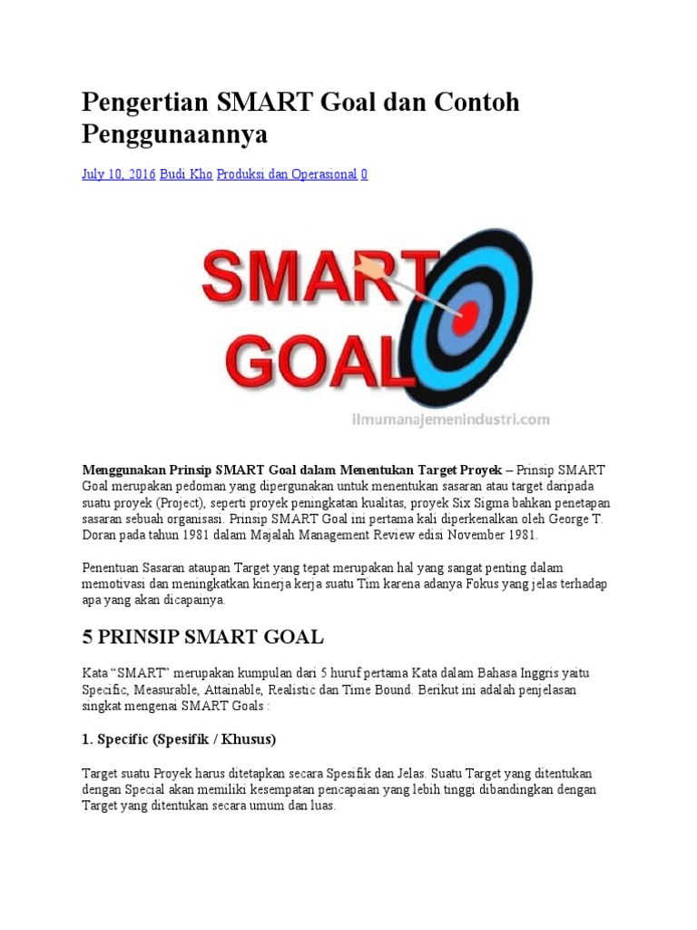 Pengertian SMART Goal Dan Contoh Penggunaannya | PDF