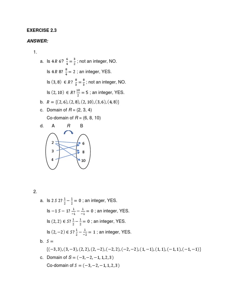 Exercise 2.3 | PDF | Function (Mathematics) | Algebra