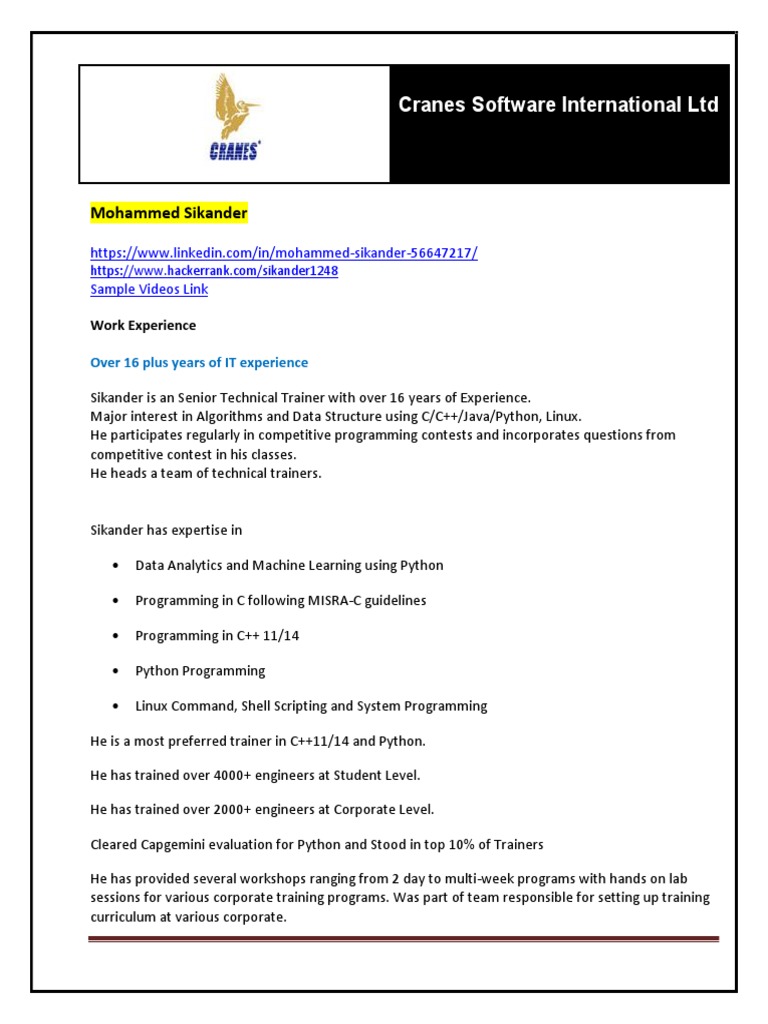 Mohammed Sikander Profile 2022 | PDF | Computer Programming | Information Technology Management